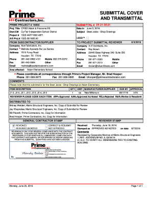 Fillable Online SUBMITTAL COVER Fax Email Print - pdfFiller