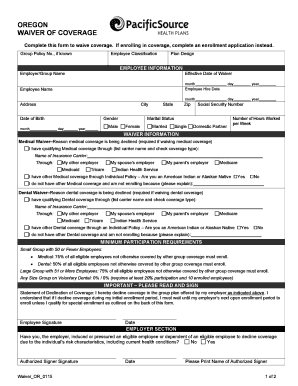 Fillable Online Complete this form to waive coverage Fax Email Print ...