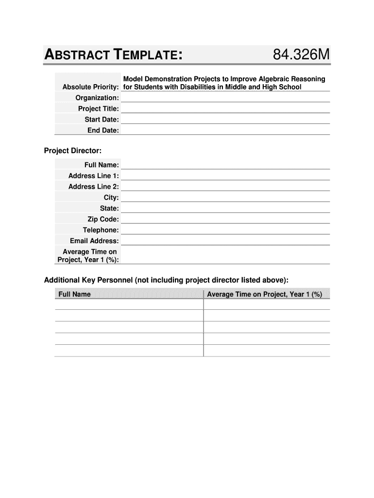 Fillable Online ABSTRACT TEMPLATE: Fax Email Print - pdfFiller