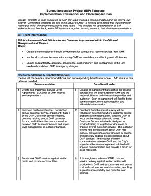 Fillable Online Bureau Innovation Project (BIP) Template Fax Email ...