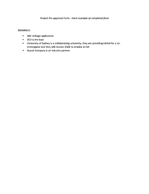 Fillable Online Project Pre-approval Form - mock example of completed ...