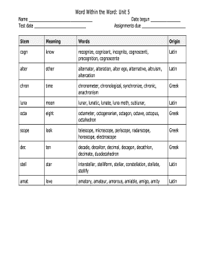 Fillable Online Word Within the Word: Unit 5 Fax Email Print - pdfFiller