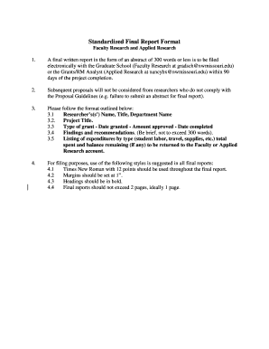 Fillable Online Standardized Final Report Format Fax Email Print ...