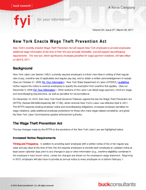 Fillable Online New York Enacts Wage Theft Prevention Act Fax Email ...