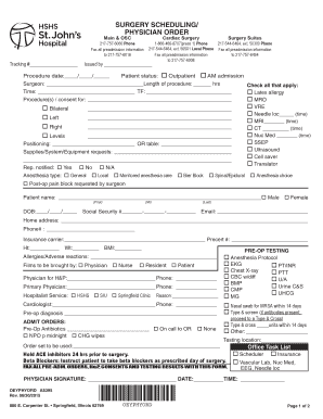 Fillable Online SURGERY SCHEDULING/ Fax Email Print - pdfFiller