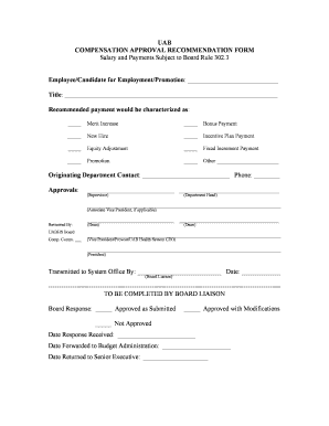 Fillable Online COMPENSATION APPROVAL RECOMMENDATION FORM Fax Email ...
