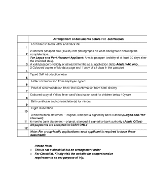 Fillable Online Arrangement of documents before Pre -submission Fax ...
