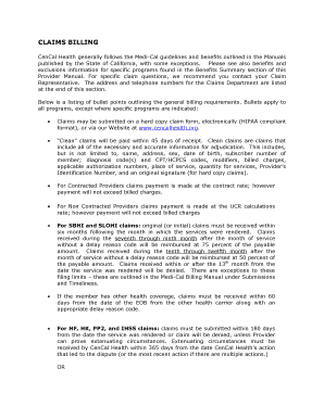 Fillable Online CLAIMS BILLING Fax Email Print - pdfFiller
