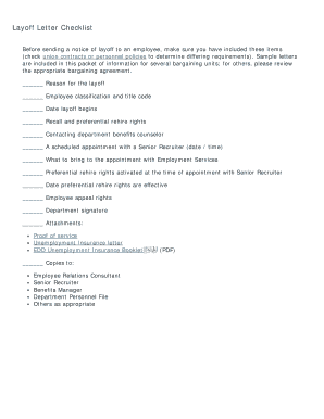 Fillable Online Layoff Letter Checklist Fax Email Print - pdfFiller