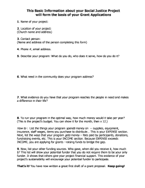 Fillable Online This Basic Information about your Social Justice ...