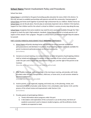 Fillable Online School Name Parent Involvement Policy and Procedures ...