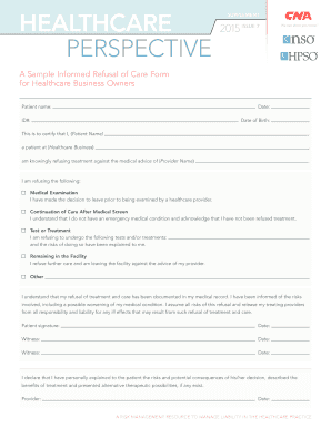 Fillable Online A Sample Informed Refusal of Care Form Fax Email Print ...