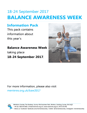 Fillable Online BALANCE AWARENESS WEEK Fax Email Print - pdfFiller