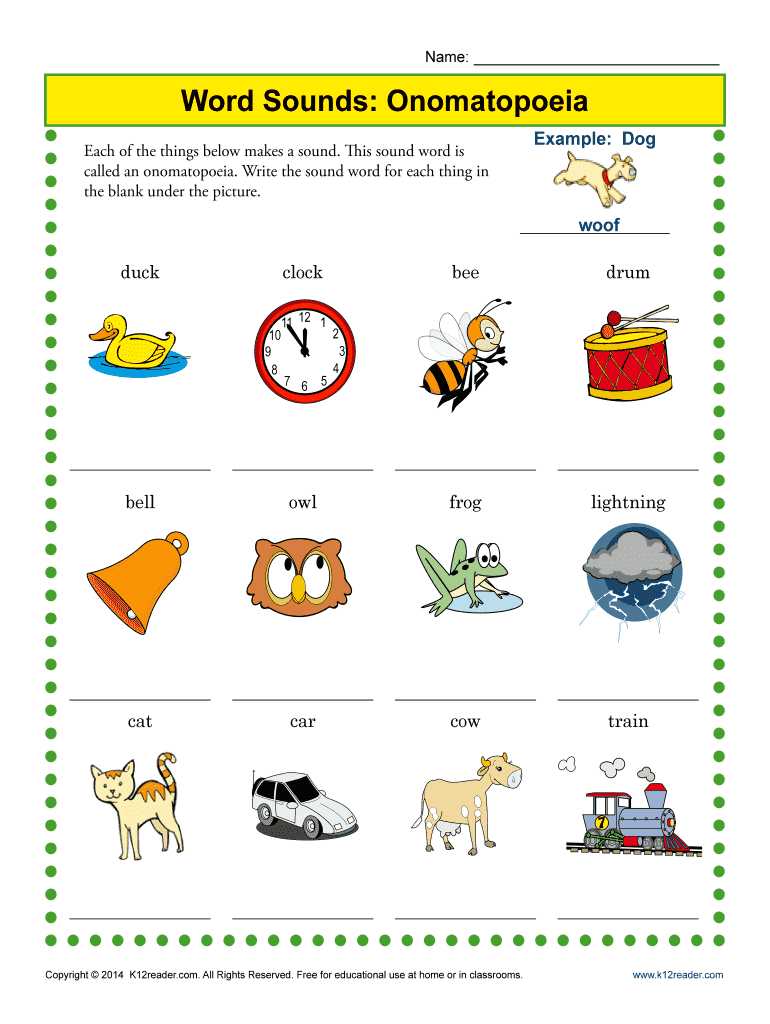 Fillable Online Word Sounds: Onomatopoeia Fax Email Print - pdfFiller