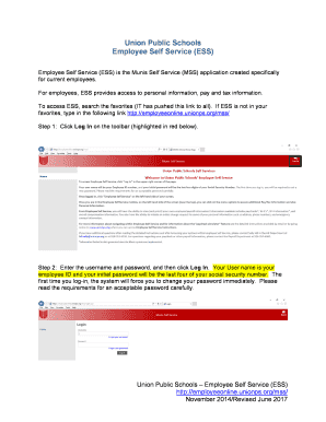 Fillable Online Employee Self Service (ESS) is the Munis Self Service ...