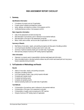 Fillable Online RISK ASSESSMENT REPORT CHECKLIST Fax Email Print ...