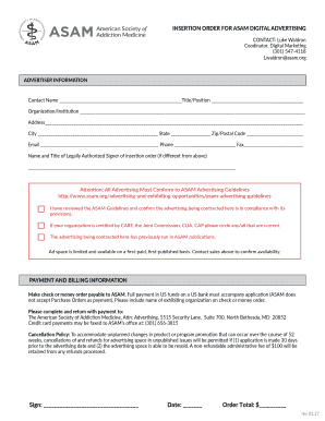 Fillable Online INSERTION ORDER FOR ASAM DIGITAL ADVERTISING Fax Email ...