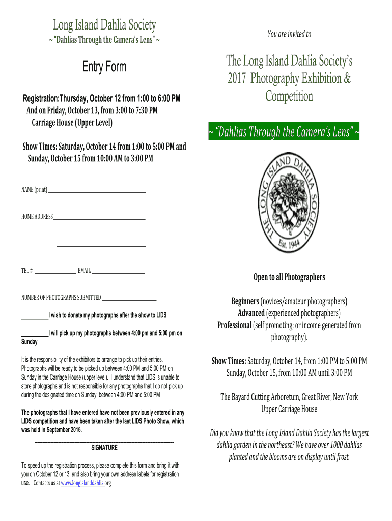 Fillable Online The Long Island Dahlia Societys Fax Email Print - pdfFiller