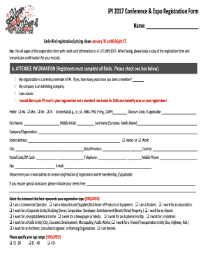 Fillable Online IPI 2017 Conference & Expo Registration Form Fax Email Print - pdfFiller