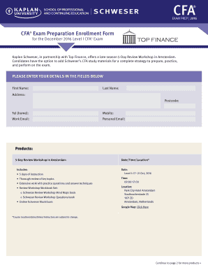 Fillable Online financial kaplan co CFA Exam Preparation Enrollment ...