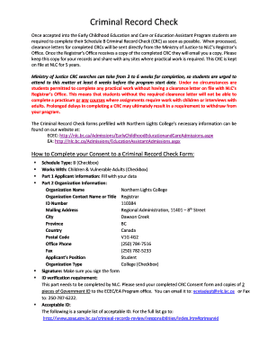 Fillable Online required to complete their Schedule B Criminal Record ...