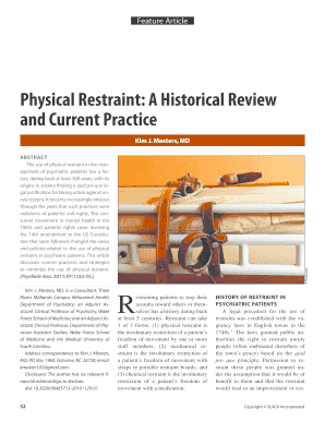 Fillable Online Physical Restraint: A Historical Review Fax Email Print ...