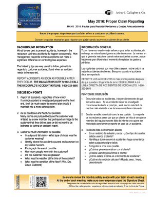 Fillable Online May 2016: Proper Claim Reporting Fax Email Print ...