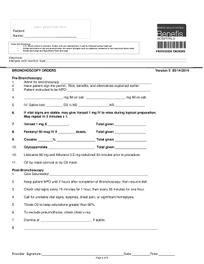 Fillable Online orders benefis BRONCHOSCOPY ORDERS Fax Email Print ...