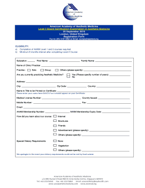 Fillable Online a) Completion of AAAM Level 1 and 2 courses required ...