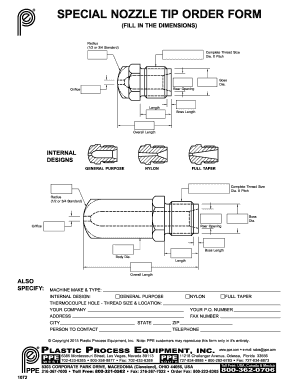 Fillable Online SPECIAL NOZZLE TIP ORDER FORM Fax Email Print - pdfFiller