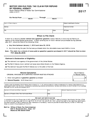 Fillable Online MOTOR VEHICLE FUEL TAX CLAIM FOR REFUND Fax Email Print ...