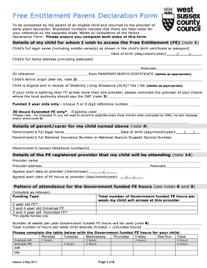 Parent Declaration Form - Fill Online, Printable, Fillable, Blank ...