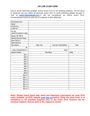 Fillable Online ON LINE EXAM FORM Fax Email Print - pdfFiller