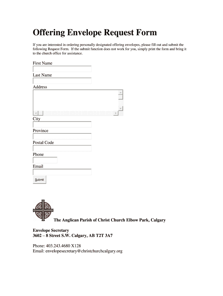 Fillable Online Offering Envelope Request Form Fax Email Print - pdfFiller
