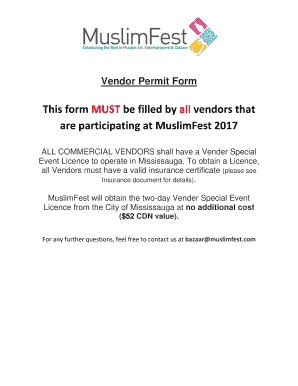 Fillable Online Vendor Permit Form Fax Email Print - pdfFiller