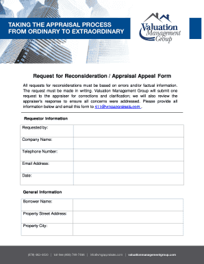 Fillable Online Request for Reconsideration / Appraisal Appeal Form Fax Email Print - pdfFiller