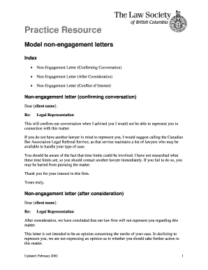 Fillable Online Model non-engagement letters Fax Email Print - pdfFiller
