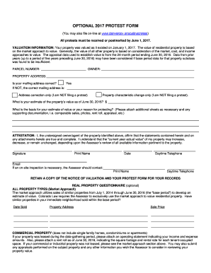 Fillable Online OPTIONAL 2017 PROTEST FORM Fax Email Print - pdfFiller