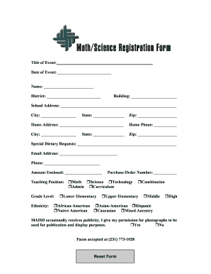 Fillable Online Math/Science Registration Form Fax Email Print - pdfFiller