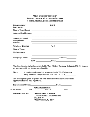 Fillable Online APPLICATION FOR A LICENSE TO OPERATE Fax Email Print ...