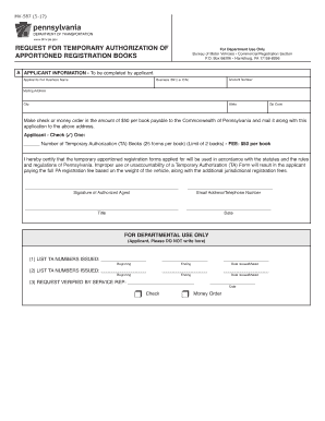 Fillable Online REQUEST FOR TEMPORARY AUTHORIZATION OF Fax Email Print ...