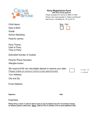 Fillable Online Party Registration Form Fax Email Print - pdfFiller