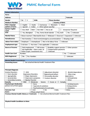 Fillable Online PMHC Referral Form Fax Email Print - pdfFiller