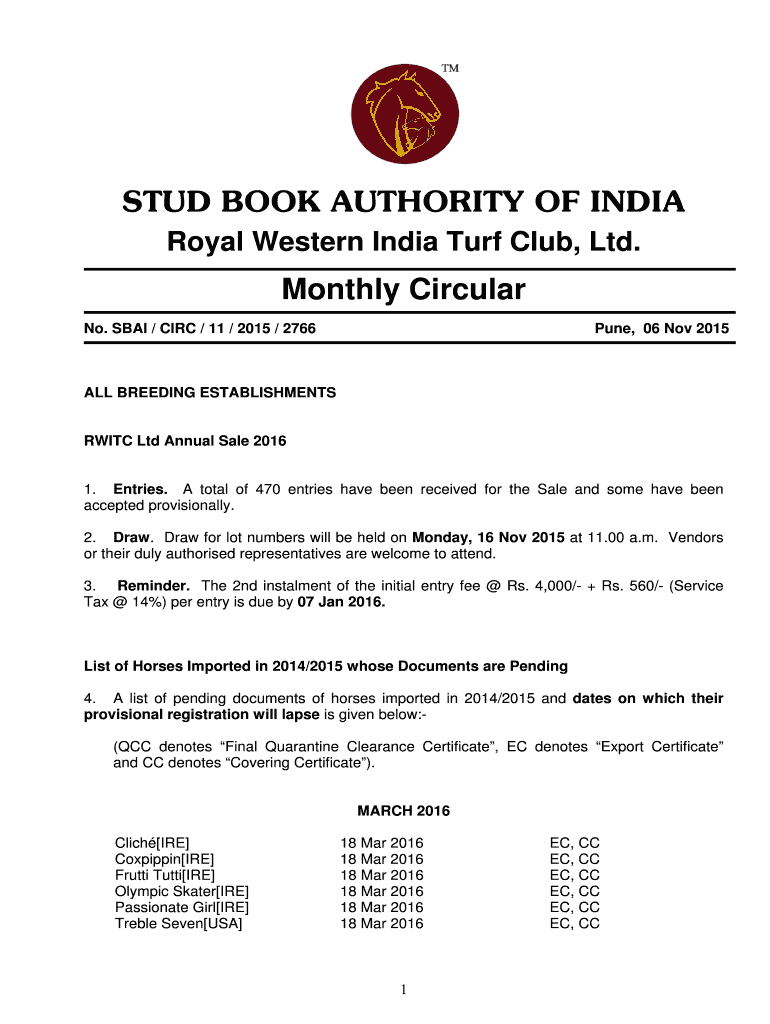 Fillable Online Monthly Circular Fax Email Print - pdfFiller