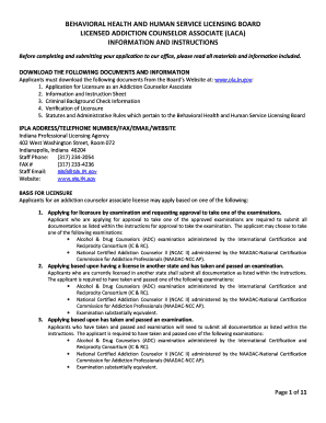 Fillable Online LICENSED ADDICTION COUNSELOR ASSOCIATE (LACA) Fax Email ...