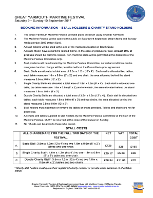 Fillable Online BOOKING INFORMATION STALL HOLDERS & CHARITY STAND ...