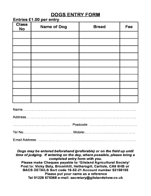 Fillable Online DOGS ENTRY FORM Fax Email Print - pdfFiller