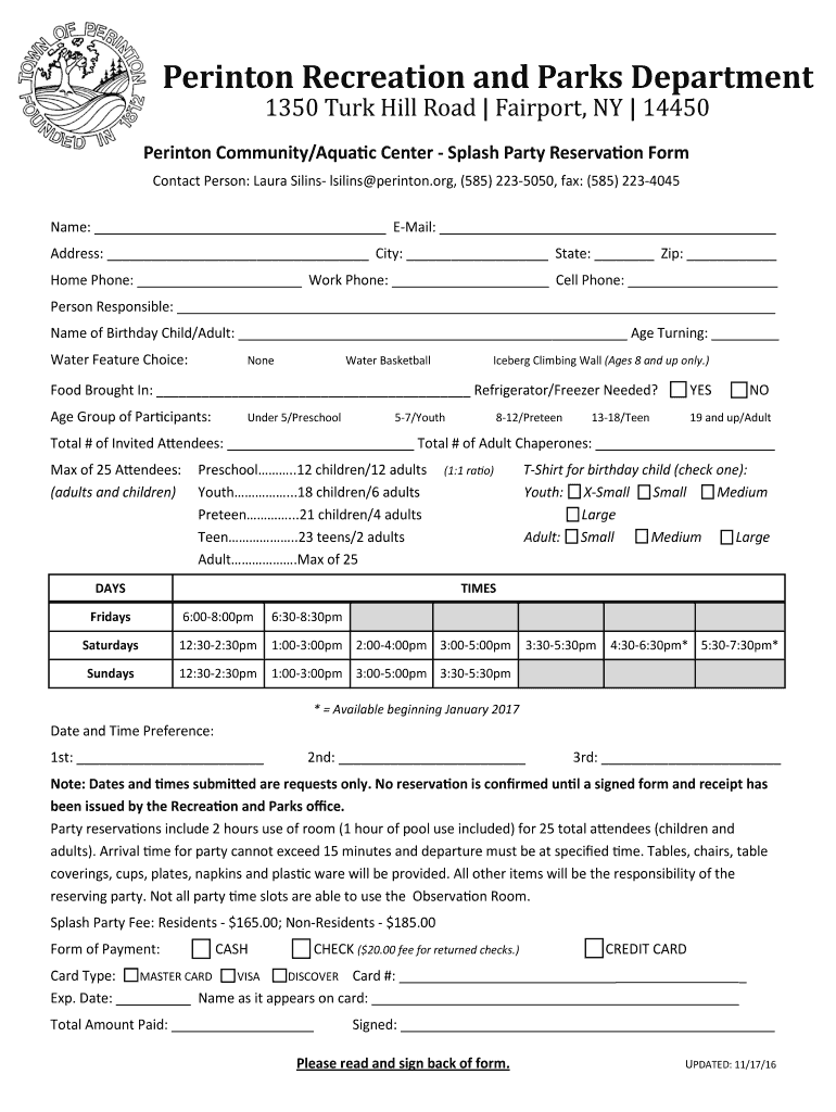 Fillable Online Please sign and return with reservation form Fax Email ...