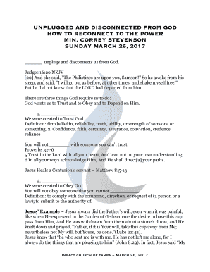 Fillable Online UNPLUGGED AND DISCONNECTED FROM GOD Fax Email Print ...