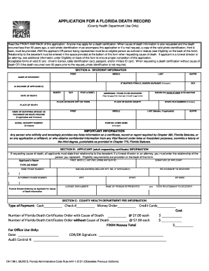 Fillable Online Read the FRONT AND BACK of this application: Anyone may apply for a death ...